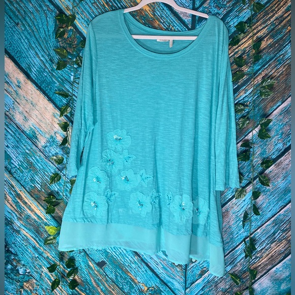 LOGO by Lori Goldstein | Tops | Logo By Lori Goldstein Blue Floral ...